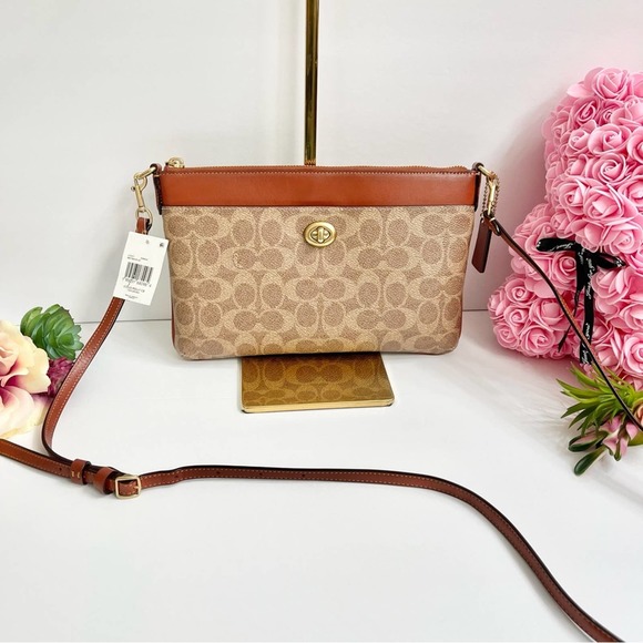 Coach | Bags | New Coach Polly Signature Logo Crossbody Bag In Tanrust | Poshmark